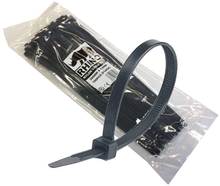100 Pcs Cable Ties Nylon – 300mm x 4.8mm – BLACK – ONLY £1.60 – Macro ...