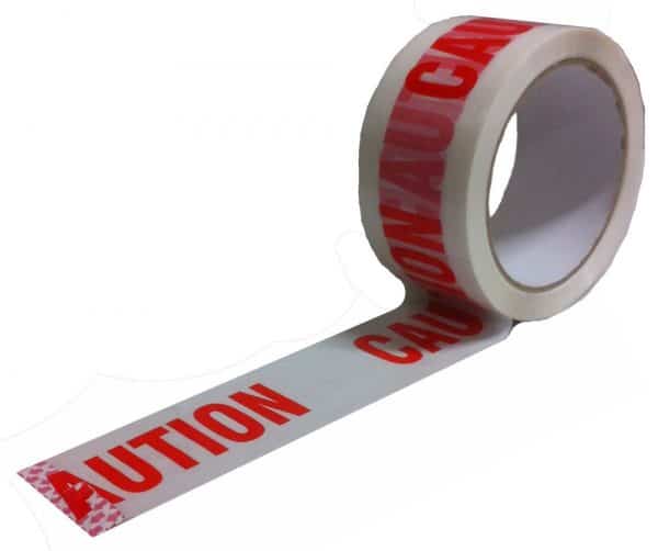 Standard CAUTION Printed Packaging Tape – 48mm x 66M | Macro Packaging